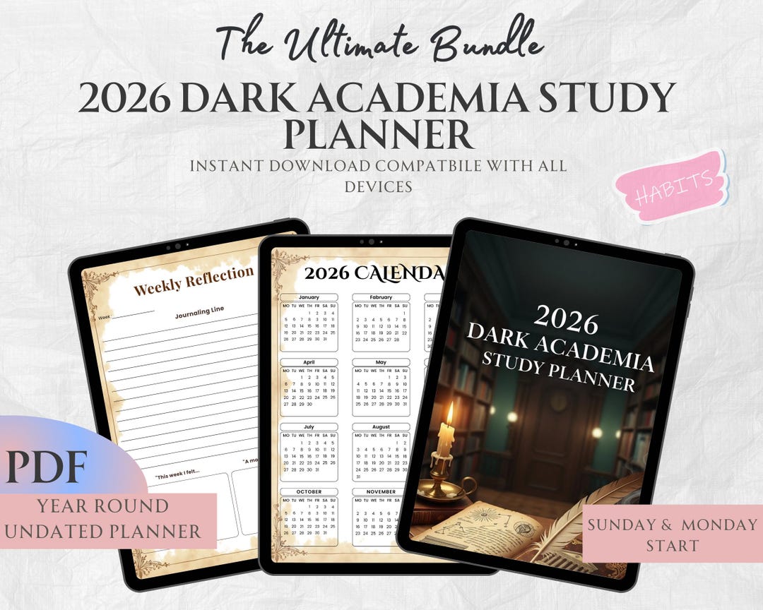 2026 Dark Academia Study Planner | Aesthetic Student Planner | Academic ...