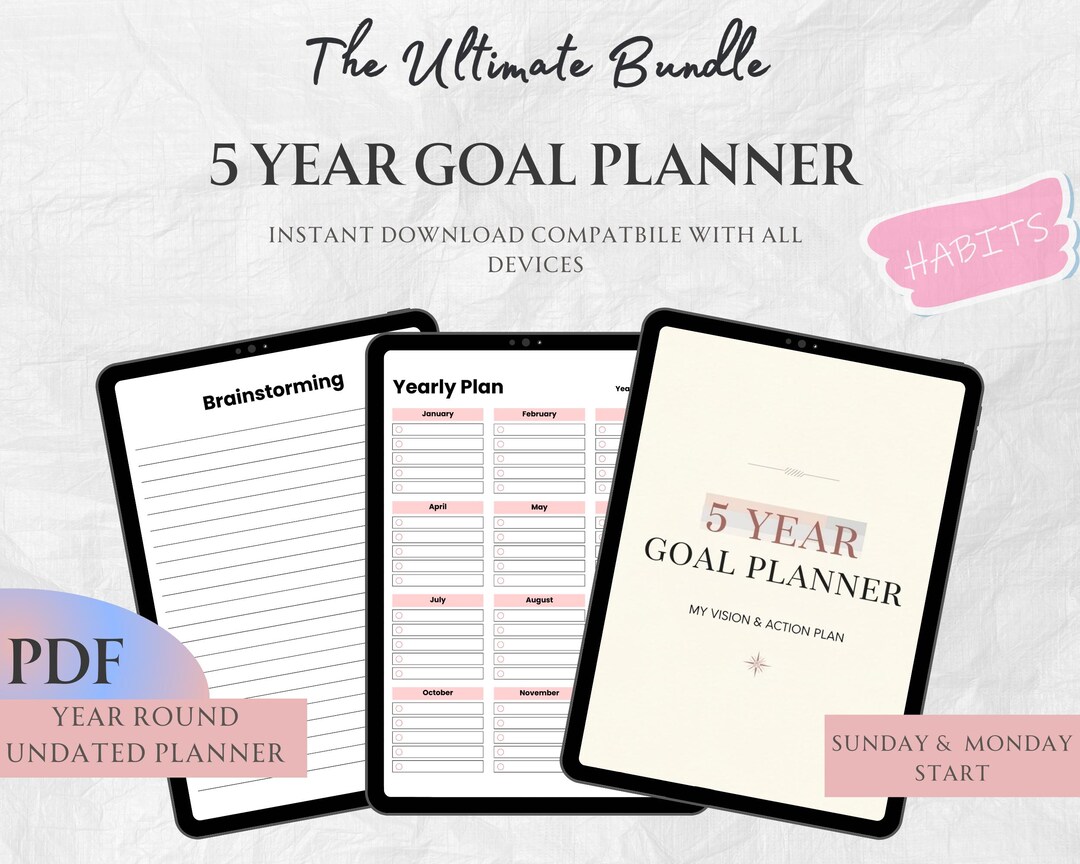 5 Year Goal Planner Printable | Long Term Goal Setting Template | 5 ...