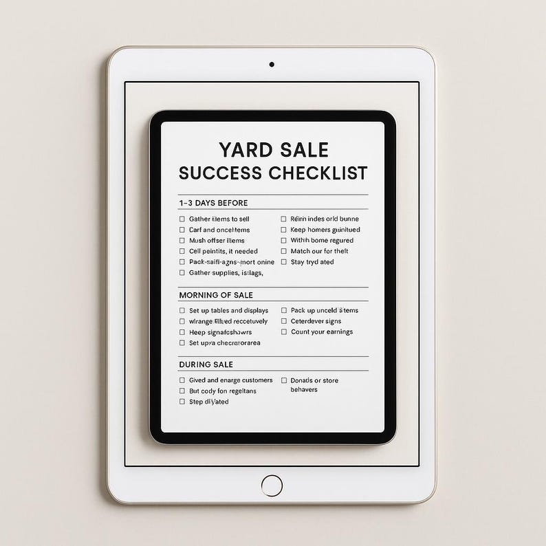 Yard Sale Success Checklist – Printable PDF - Etsy
