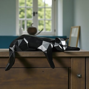 Geometric Cat Statue – Modern Resin Sculpture, Minimalist Decor - Etsy
