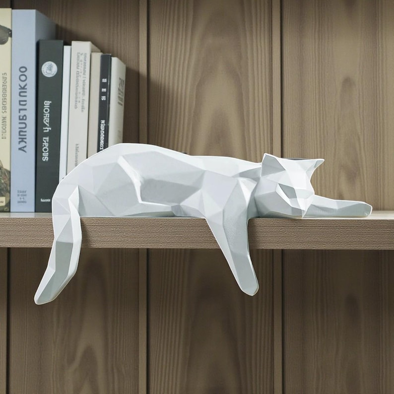 Geometric Cat Statue – Modern Resin Sculpture, Minimalist Decor - Etsy