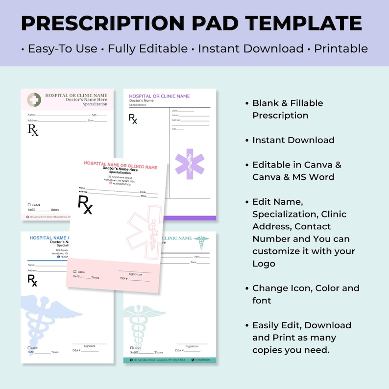 Editable Prescription Pad Template | Printable Medical Form (PDF & Word ...