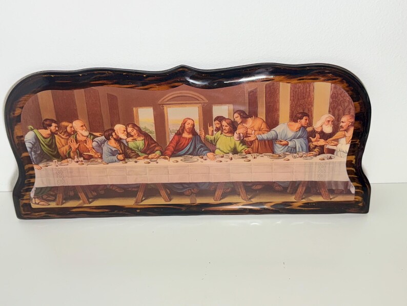 Vintage Last Supper Wall Plaque – Large Wood & Resin Religious Decor ...