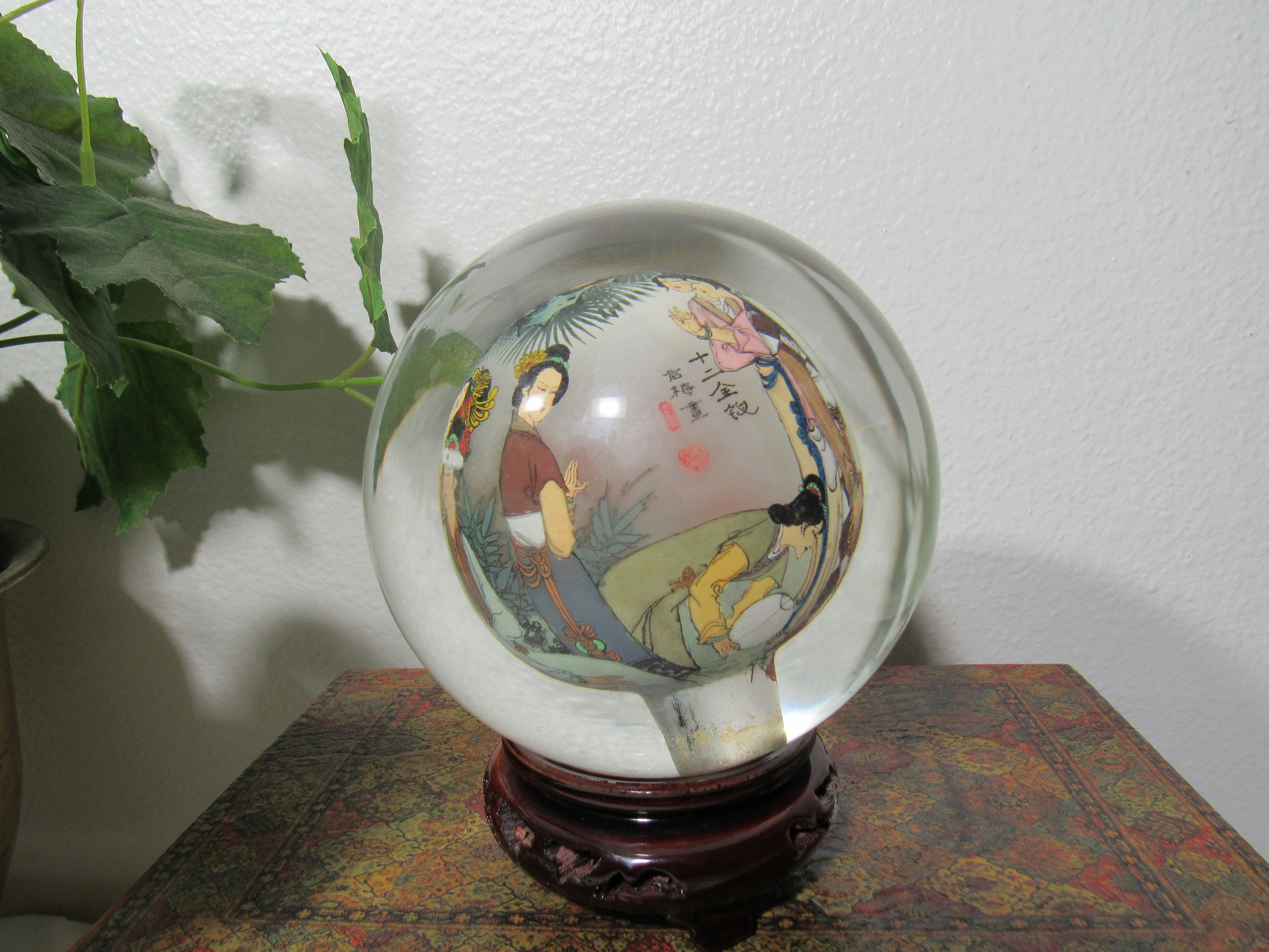 Chinese Reverse Painted Crystal Ball - Etsy