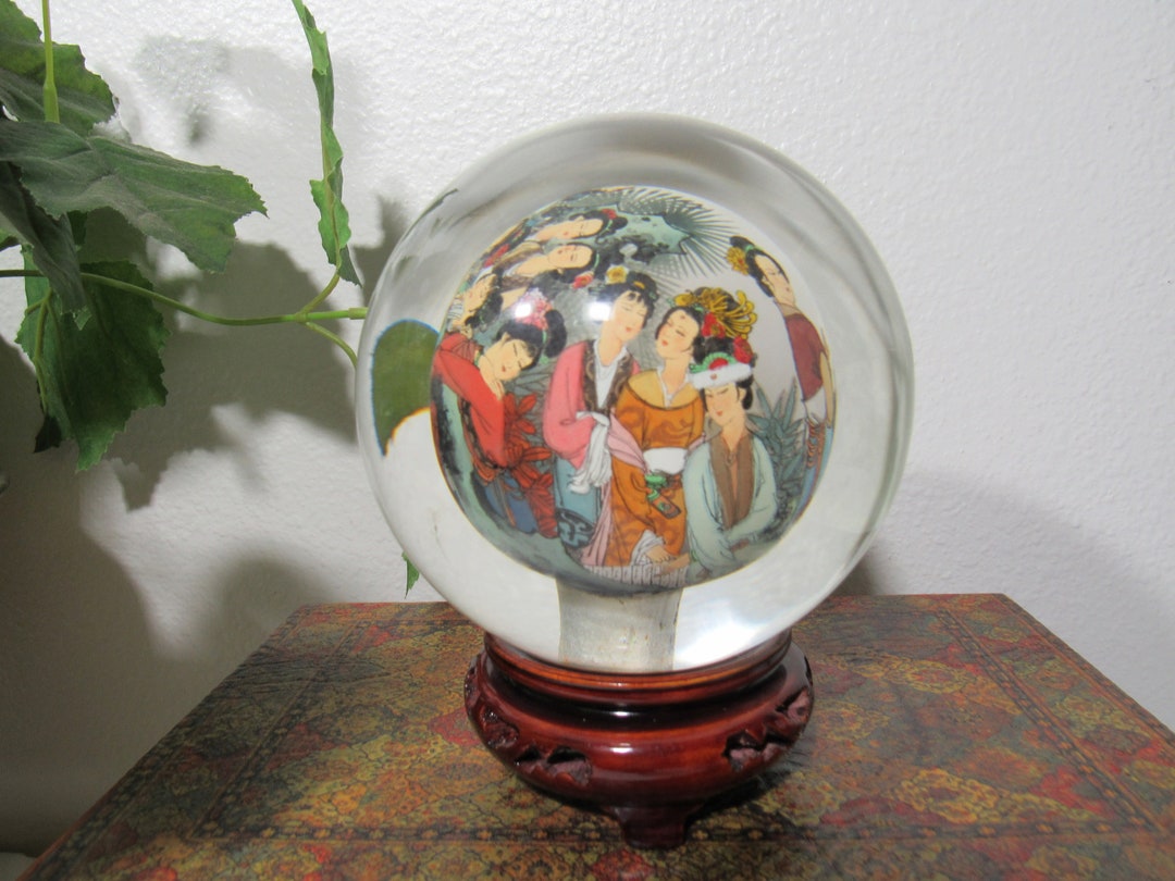 Chinese Reverse Painted Crystal Ball - Etsy