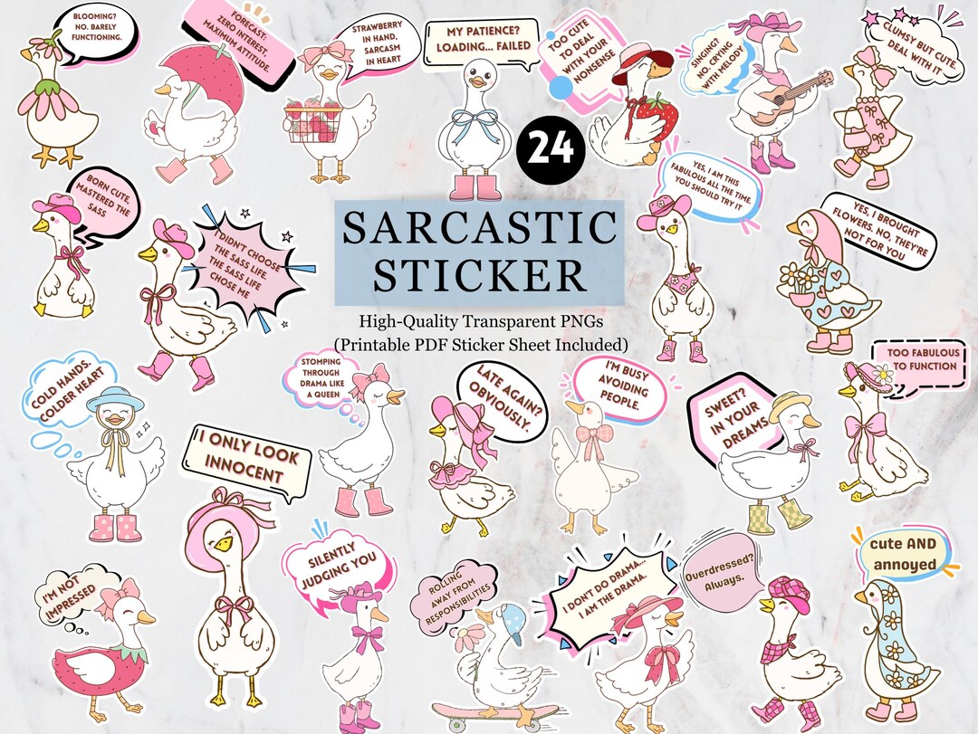 Sarcastic Digital Sticker Bundle, Humor Quotes, Goodnotes Ready (PNG ...