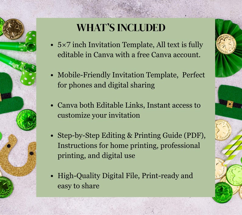 St. Patrick’s Day Party Invitation, Shamrocks Lucky Invite, Gold Coins ...