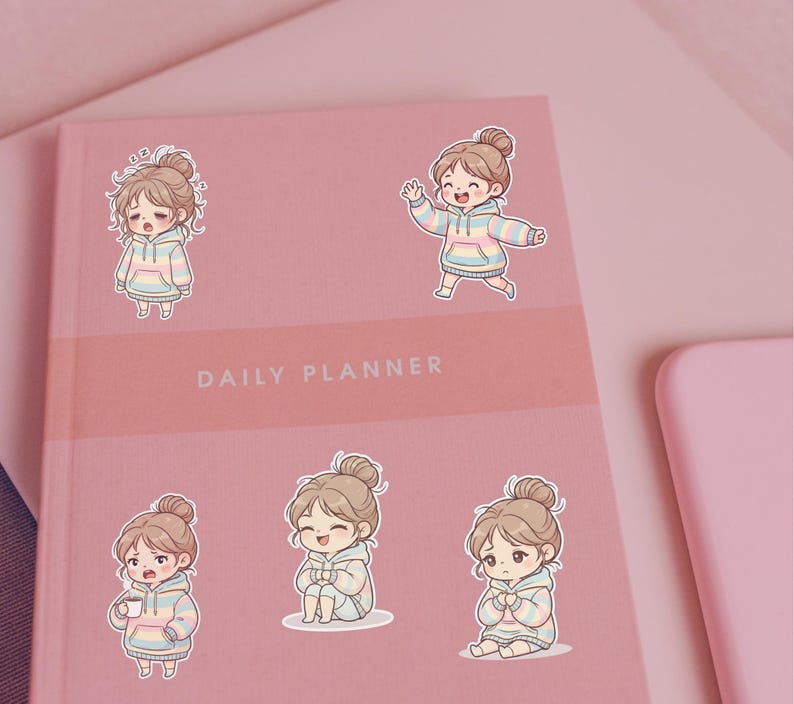 Moody Girl Stickers, Cute Girl Emotions, Kawaii Planner Stickers ...