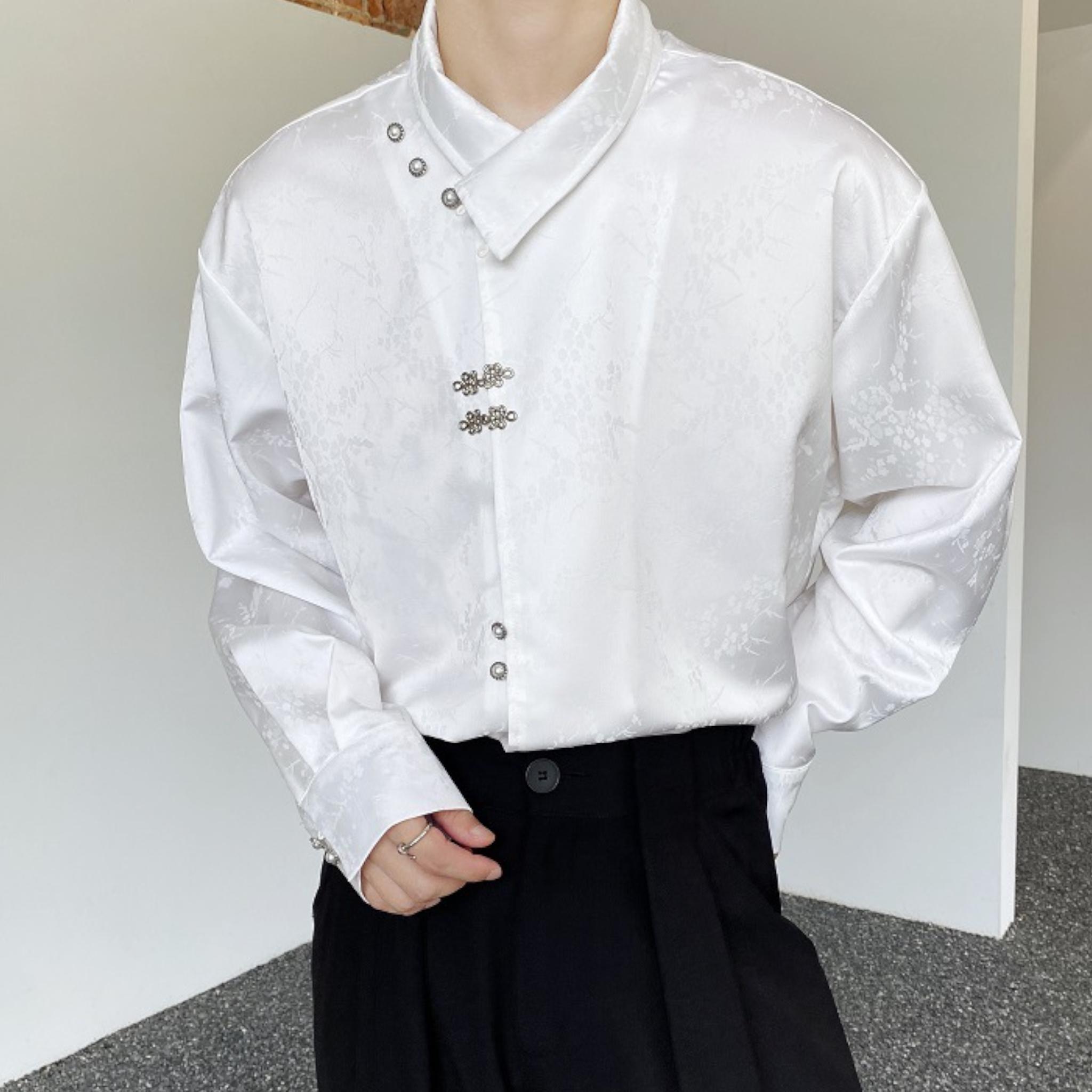 High Collar Shirt | Vintage Pattern Button Top | Formal Wear | Harajuku ...