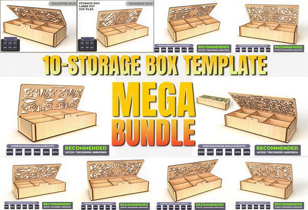 Storage Box Svg Bundle, Laser Cut Box Svg Bundle, Wooden Box Files ...