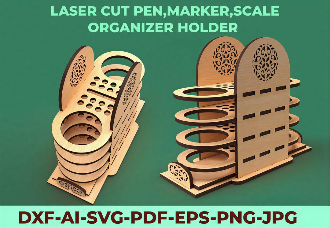 Pen Holder Svg, Laser Cut Pen Organizer Svg, Marker Holder Svg File ...