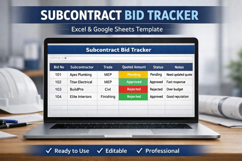 Procurement / Subcontract Bid Tracker - Etsy