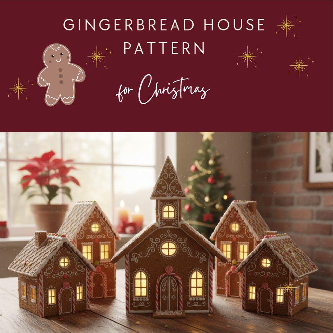 Gingerbread Village Pattern | Printable House & Church Template (PDF ...