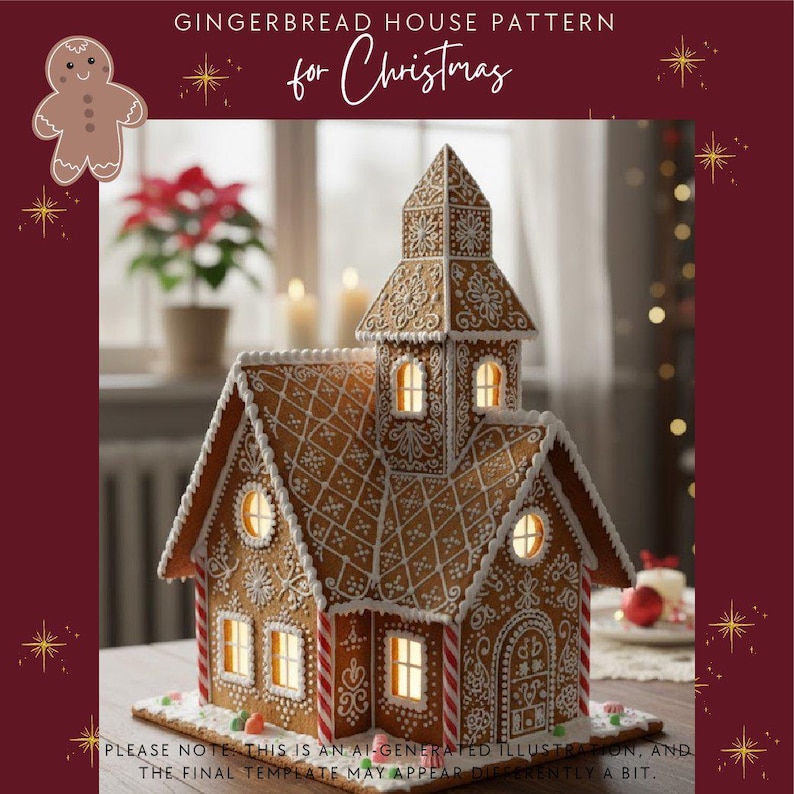 Printable Gingerbread House Template • DIY Christmas Baking (digital ...