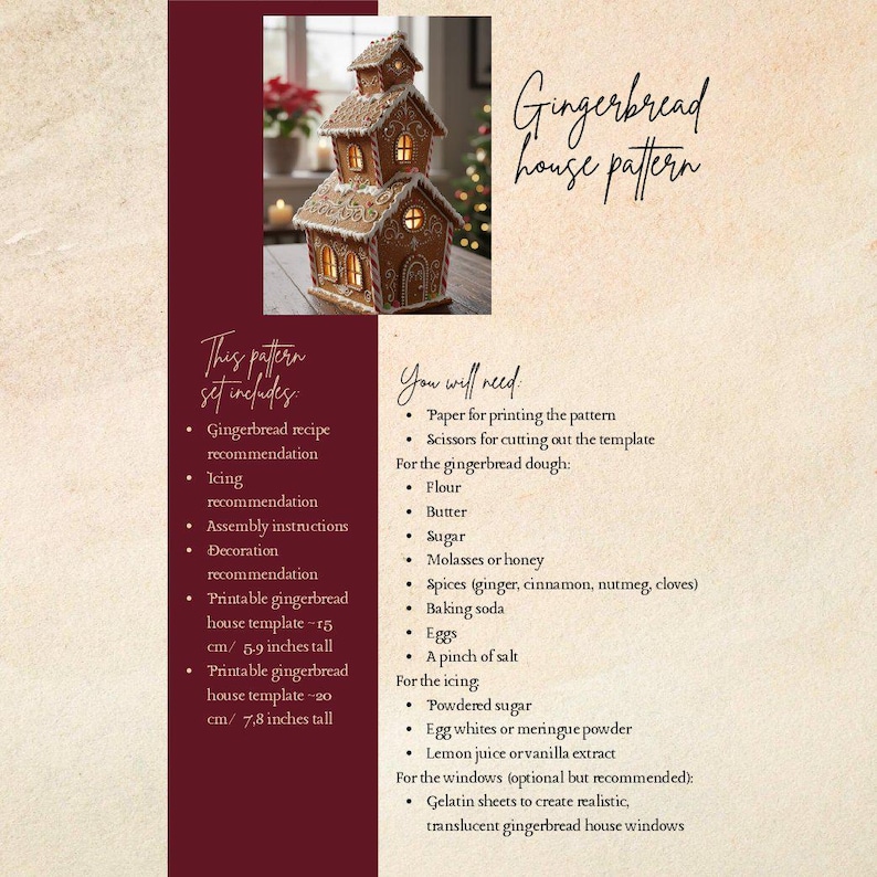 Gingerbread House Template PDF – Printable Gingerbread Pattern for ...