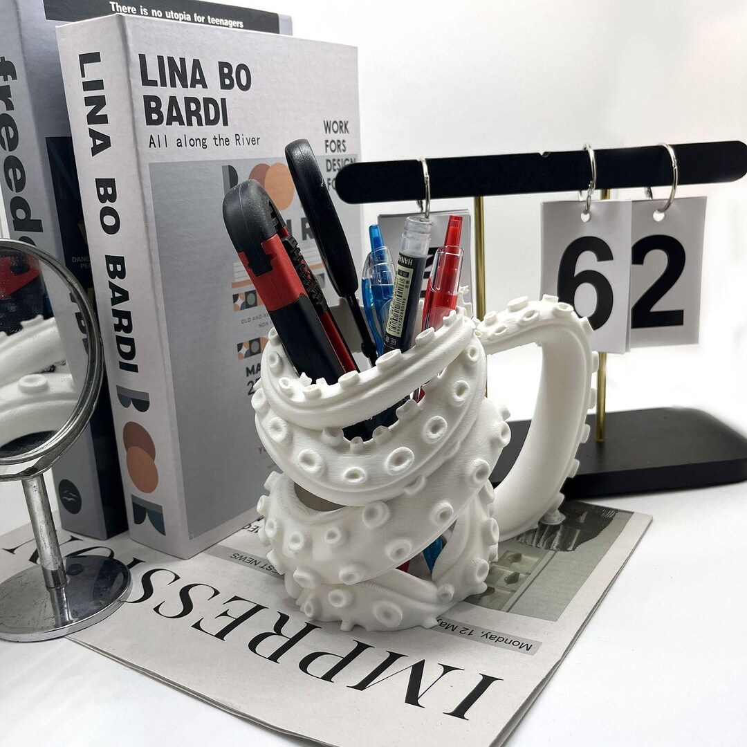 3D Printed Octopus Pen Holder Mug | Unique Desk Organizer - Etsy