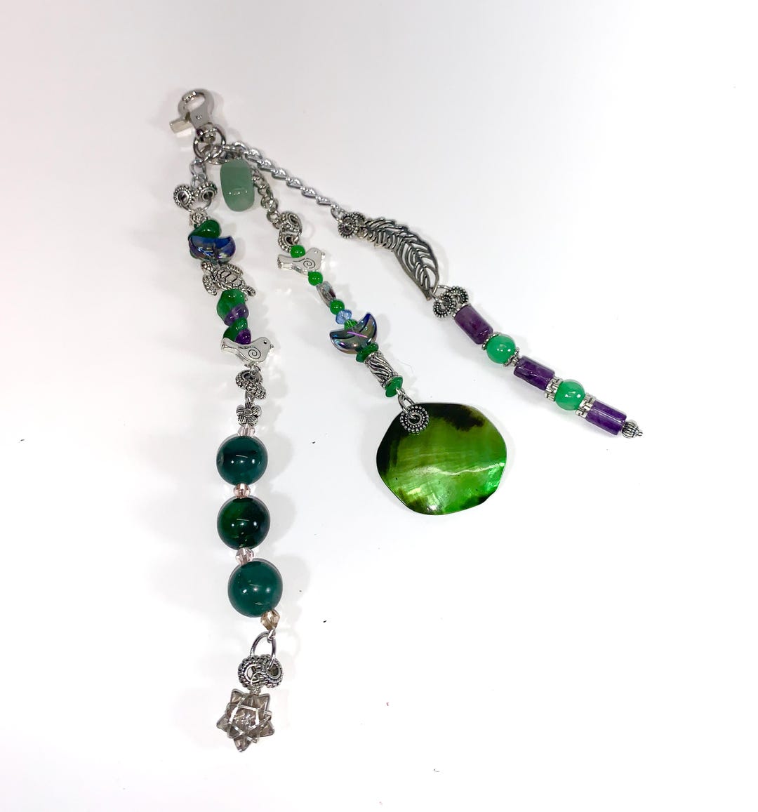 SILVER and Jade Green Dazzling Beaded Purse Charm or Tassel VALLEYBROOK ...