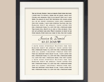 First Dance Lyrics Poster Wedding Song Personalized Wedding | Etsy