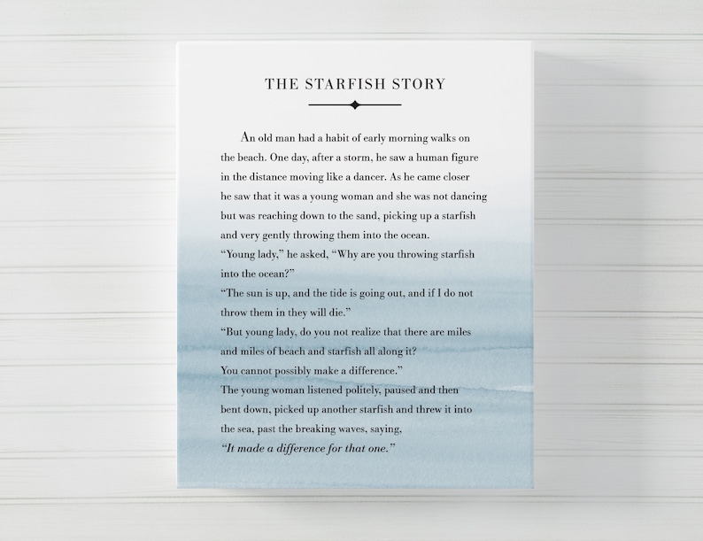 Starfish Story Make a Difference Inspirational Quote - Etsy