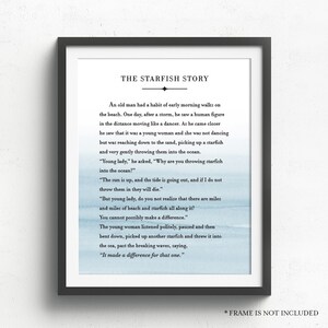Starfish Story, Make a Difference, Inspirational Quote Print ...