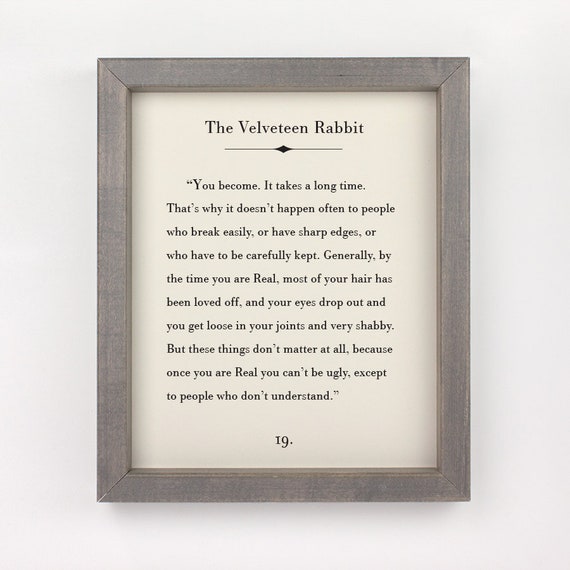 The Velveteen Rabbit You Become Real Literary Quote Book - Etsy