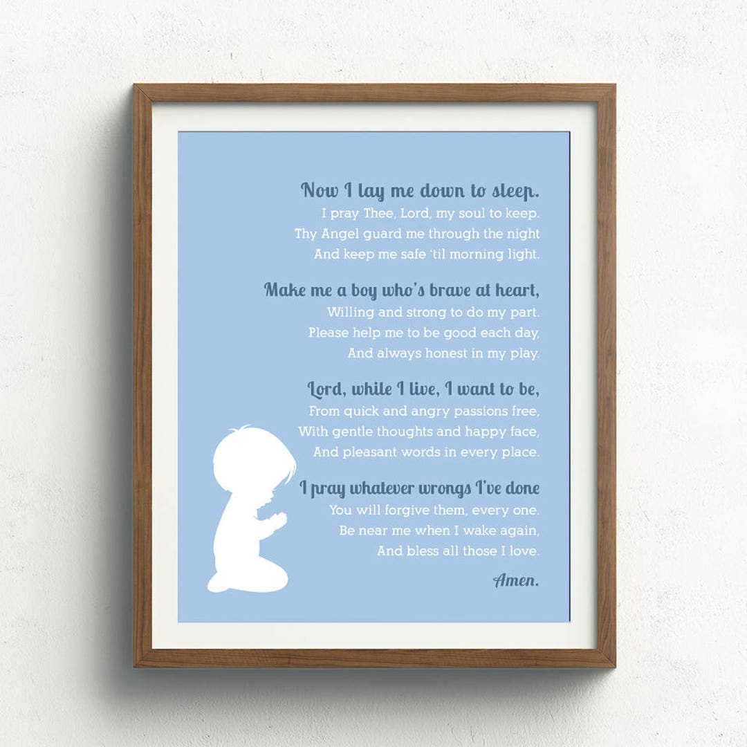 Bedtime Prayer Print, Now I Lay Me Down to Sleep, Nursery Prayer Print ...