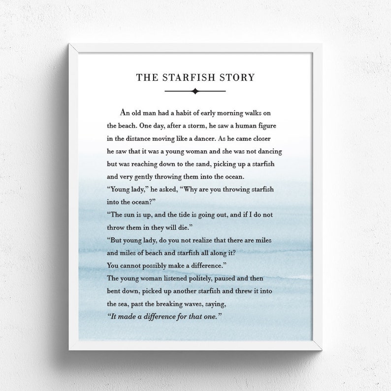 Starfish Story Make a Difference Inspirational Quote - Etsy