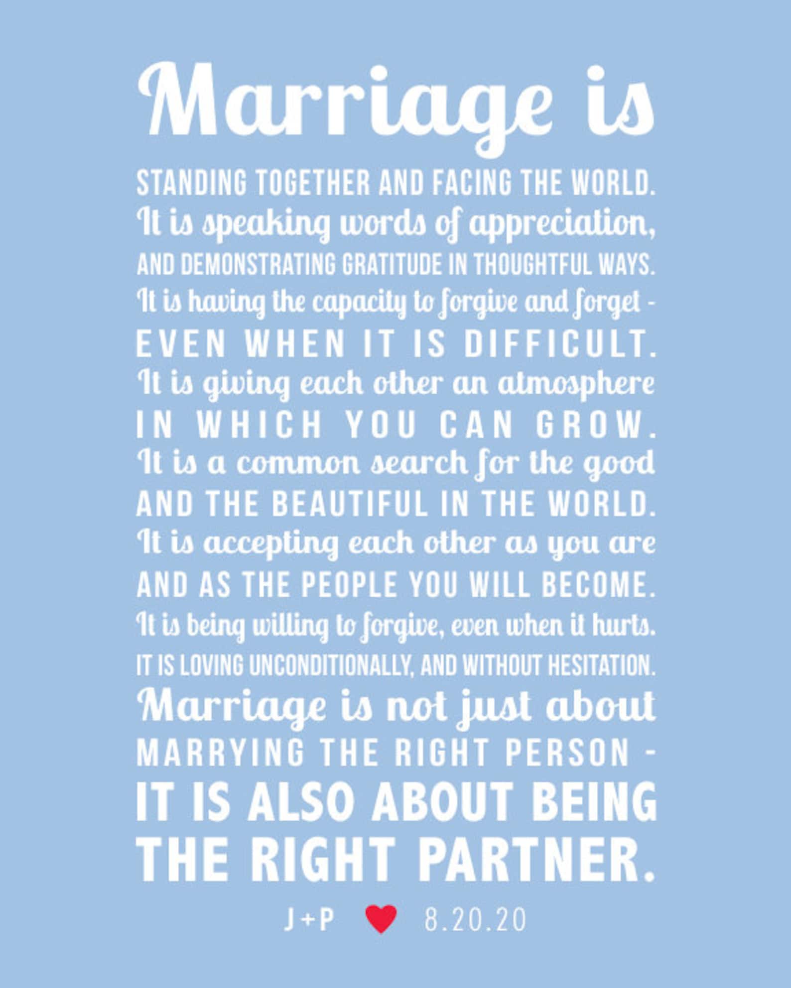 Marriage is Wedding Poem, Marriage Gift, Personalized Wedding Gift ...