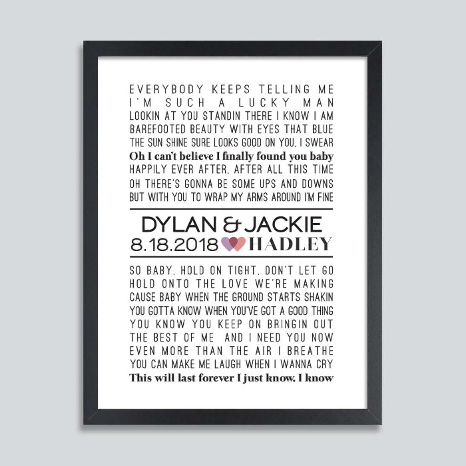 First Dance Lyrics Poster Wedding Song Personalized Wedding - Etsy