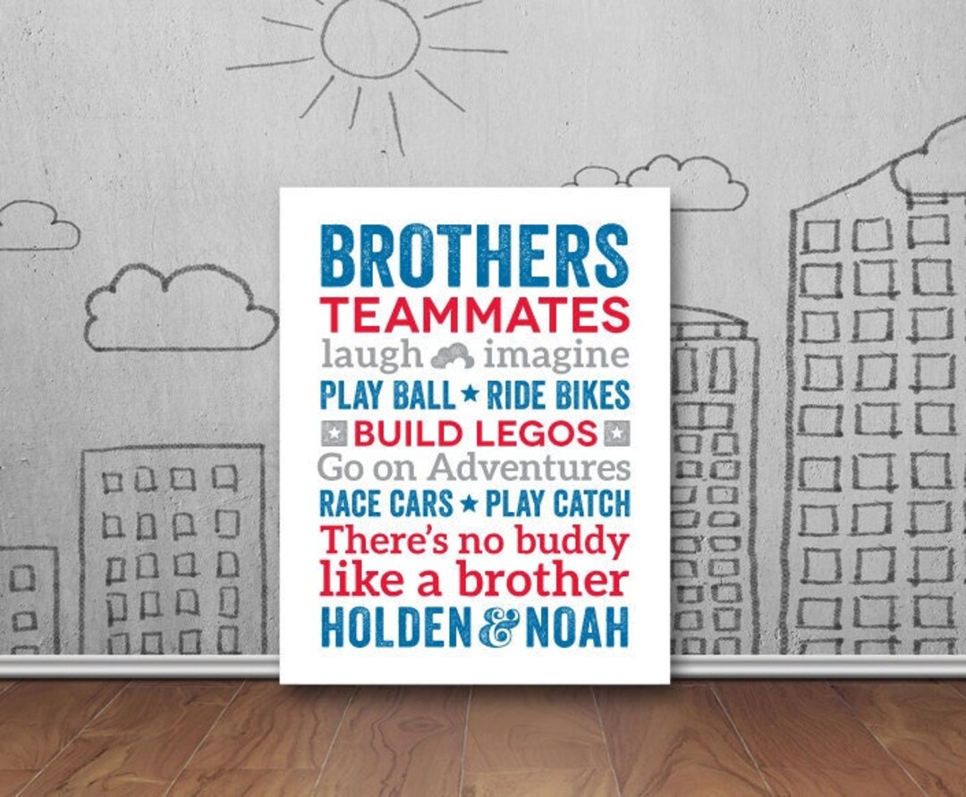 Brothers Wall Art Poster, Boys Room Decor, Brother Wall Art, Brother ...