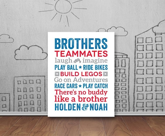 Brothers Wall Art Poster Boys Room Decor Brother Wall Art | Etsy