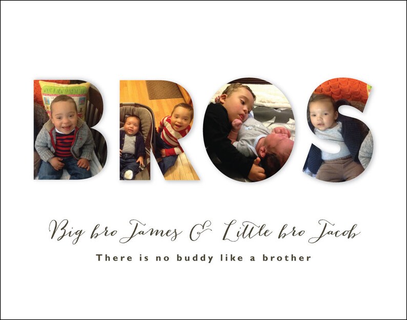 Personalized Brother Photo Print BROS, Big Brother Little Brother Wall ...