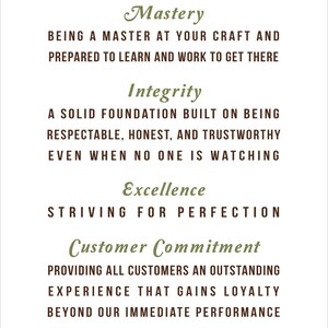 Business Mission Statement, Company Core Values, Company Vision, for ...