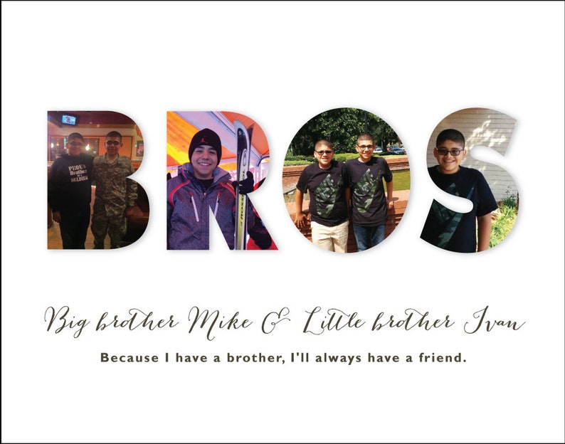 Personalized Brother Photo Print BROS, Big Brother Little Brother Wall ...