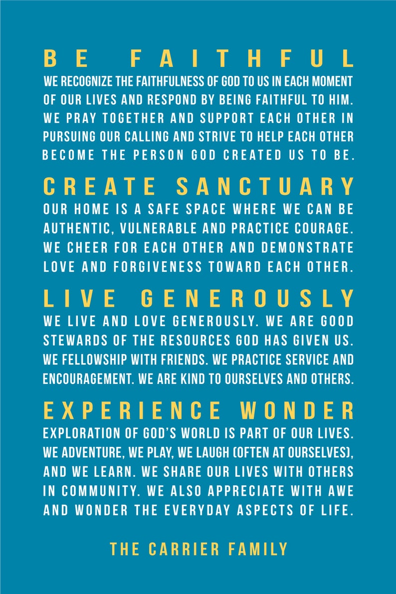 Family Rule Wall Art Christian Family Rules Print Mission - Etsy