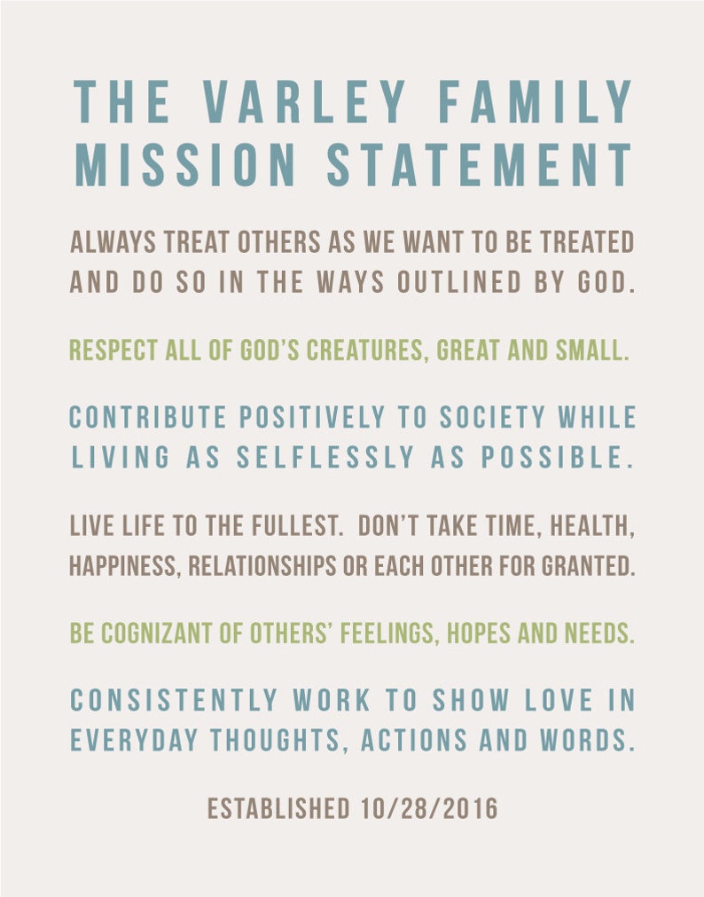 Family Mission Statement Family Sign Christian Family Rules - Etsy Denmark