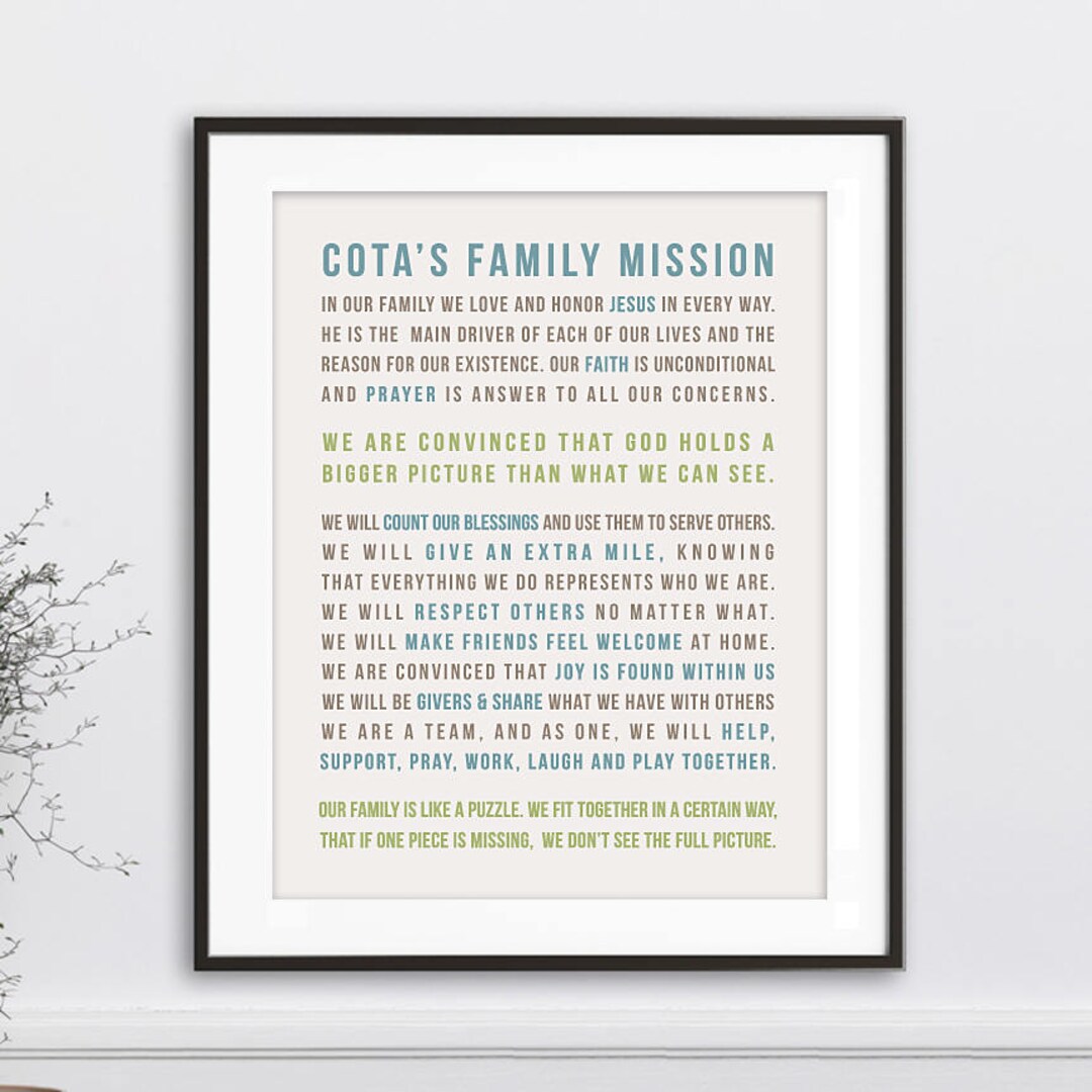 Family Mission Statement, Family Sign, Christian Family Rules ...