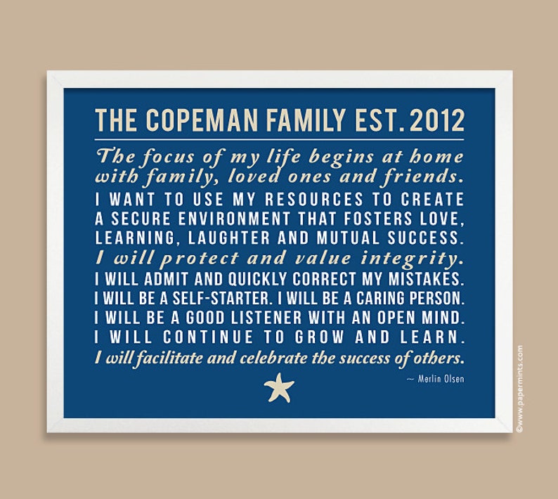 Custom Quote Poster poem Family Creed Inspirational Quote | Etsy