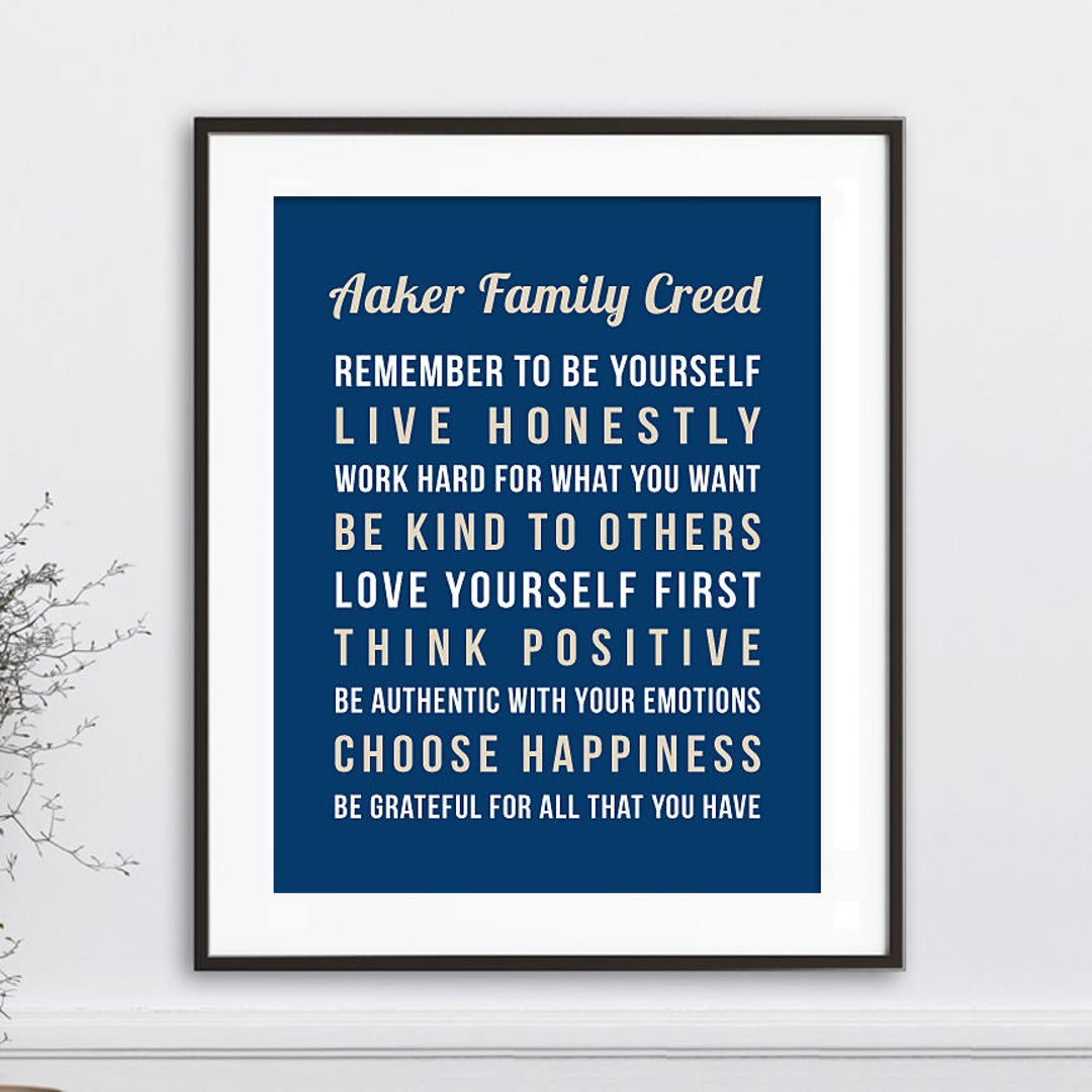 Family Rules Wall Art Family Rules Print Family Creed Mission Statement ...