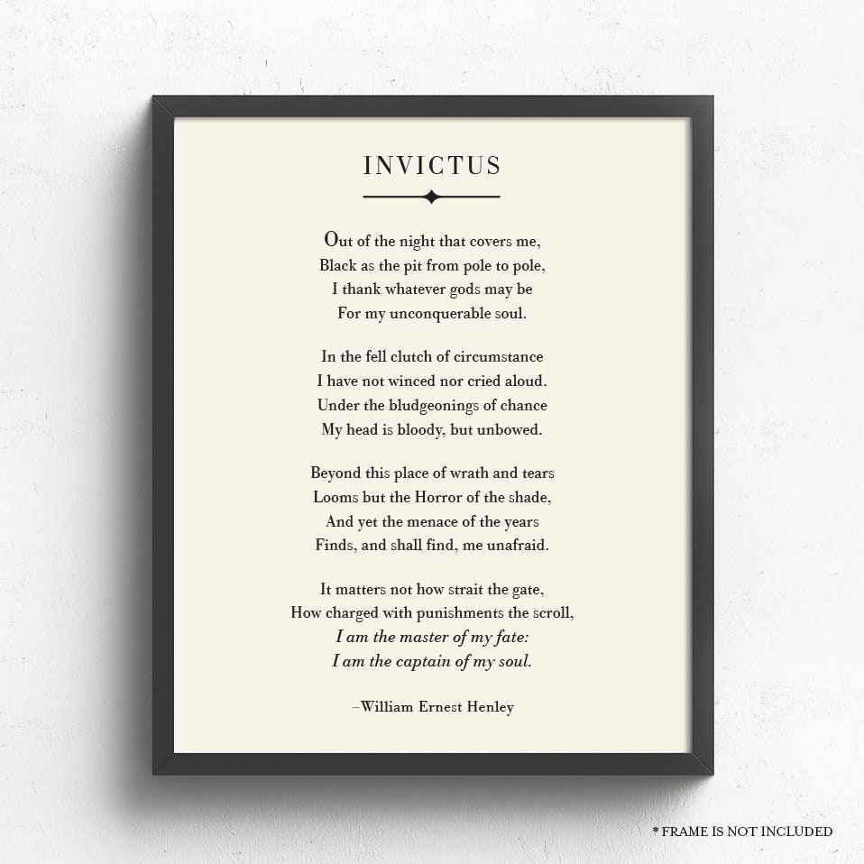 Invictus Poem William Ernest Henley Inspirational - Etsy Canada