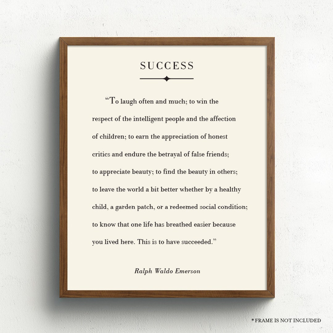 Ralph Waldo Emerson Poem, Success Quote, Inspirational Quote Wall Art ...