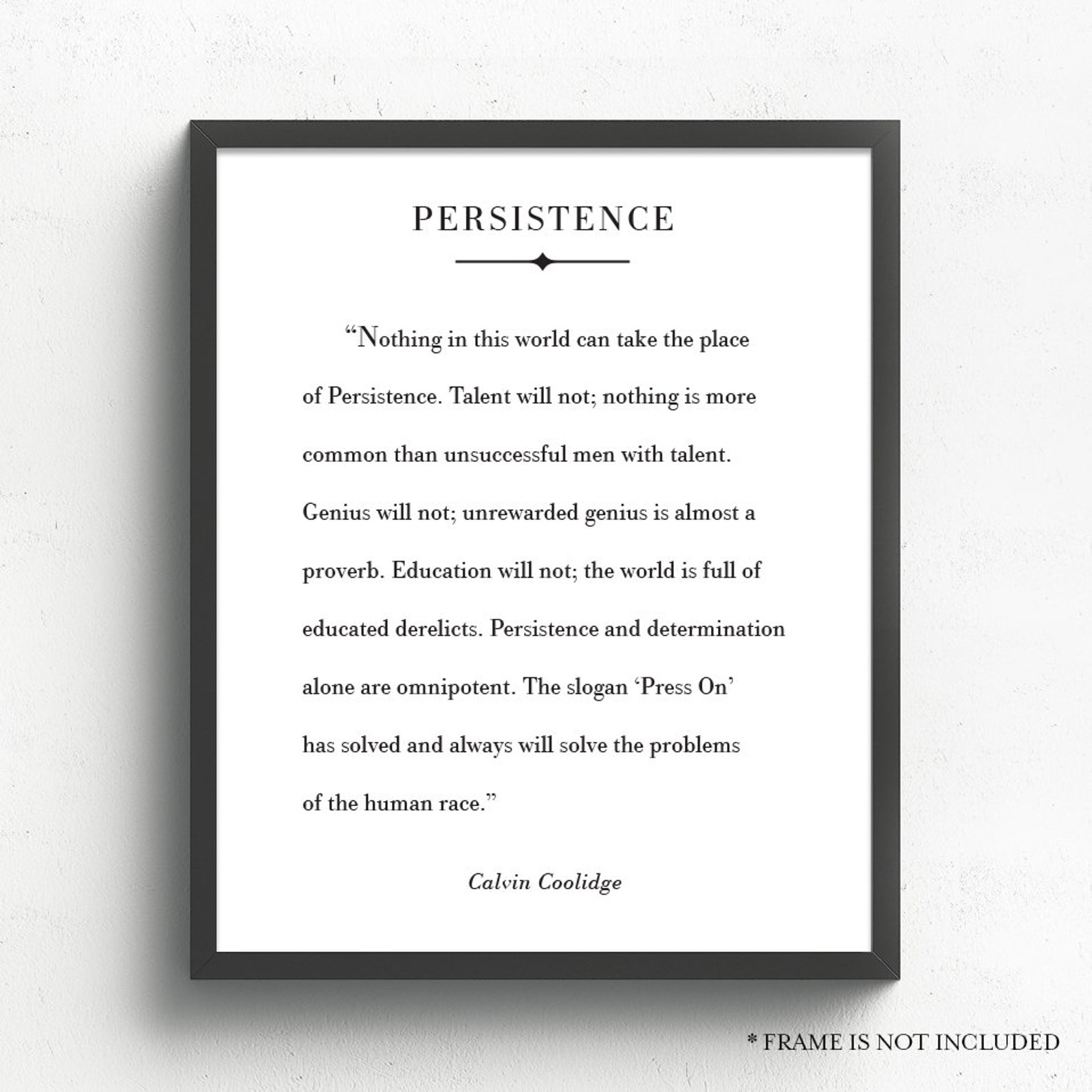 Persistence Quote Calvin Coolidge Quote Press On - Etsy