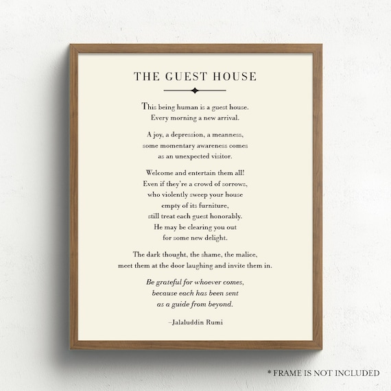 The Guest House Poem Rumi Poem Inspirational Quote Rumi | Etsy