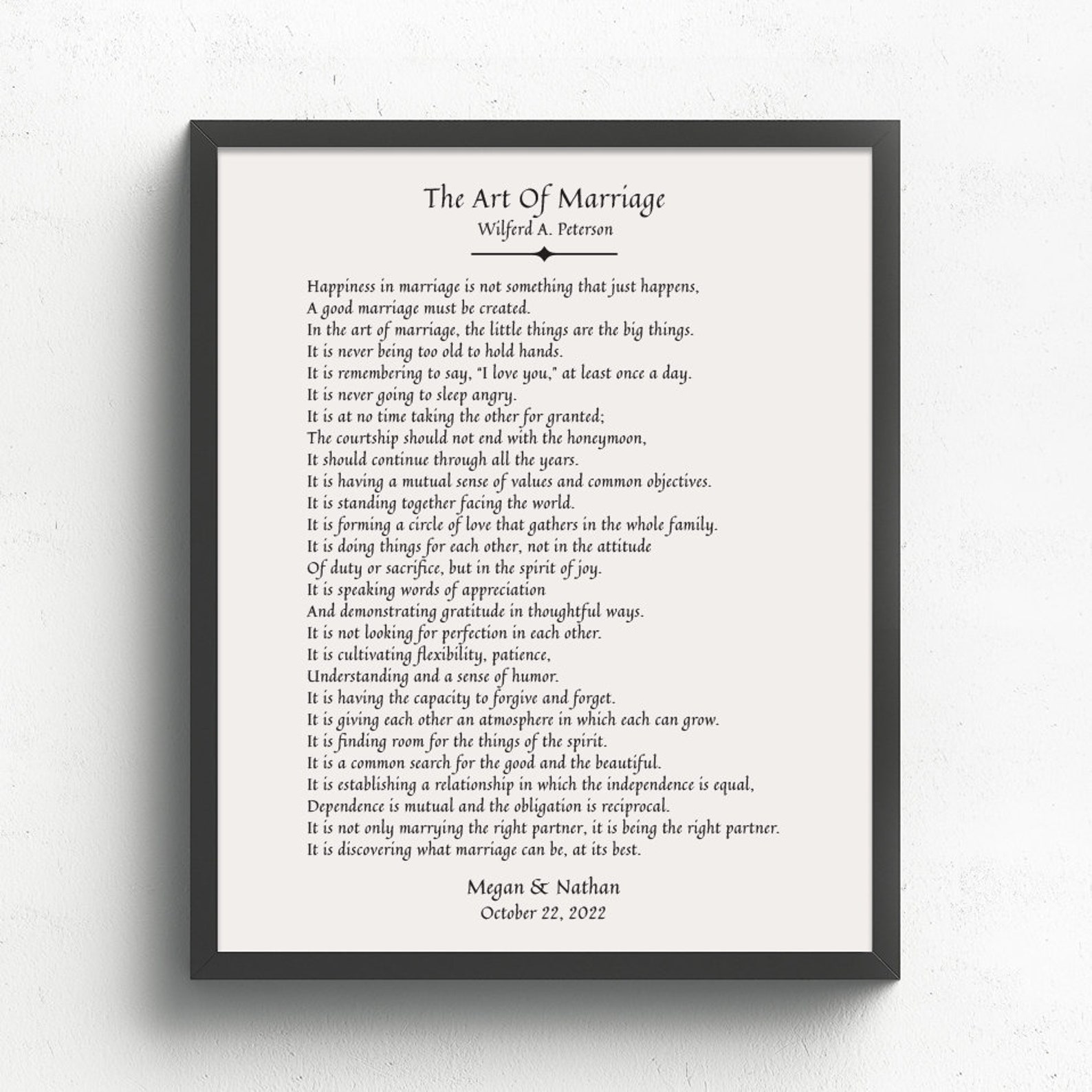 The Art of Marriage Poem Marriage Gifts Wedding Gift - Etsy