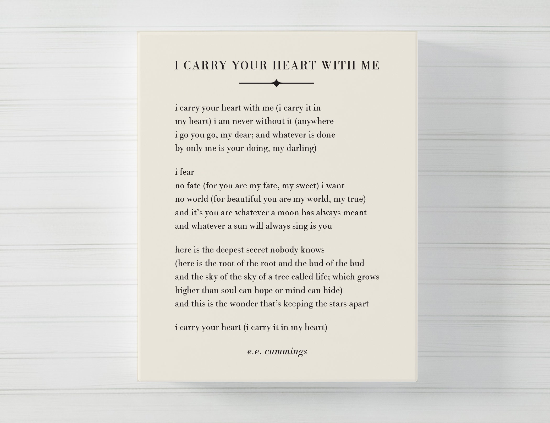I Carry Your Heart With Me Wall Art, E.E. Cummings Poem, Literary Art ...