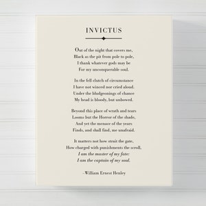 Invictus Poem, William Ernest Henley, Inspirational Encouraging Quote ...