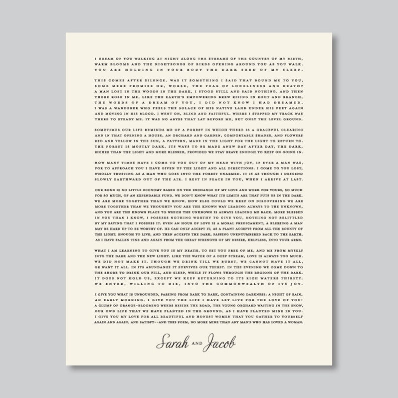 Custom Quote Poem or Vows Custom Print Custom Poem - Etsy
