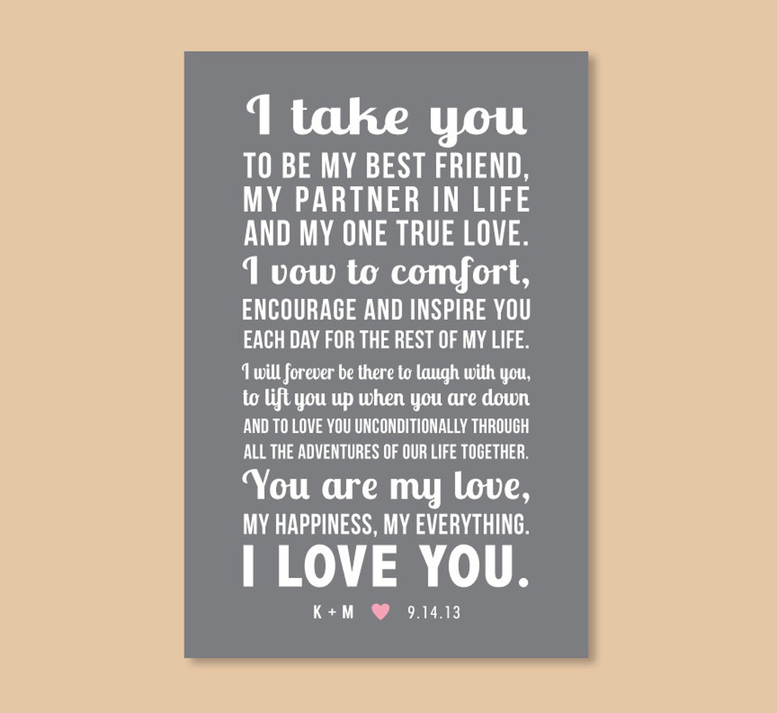 You Are My Love Marriage Vows Print Wedding Gift First - Etsy