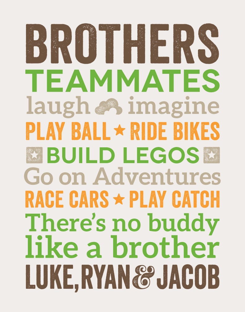 Brothers Wall Art Poster Boys Room Decor Brother Wall Art - Etsy