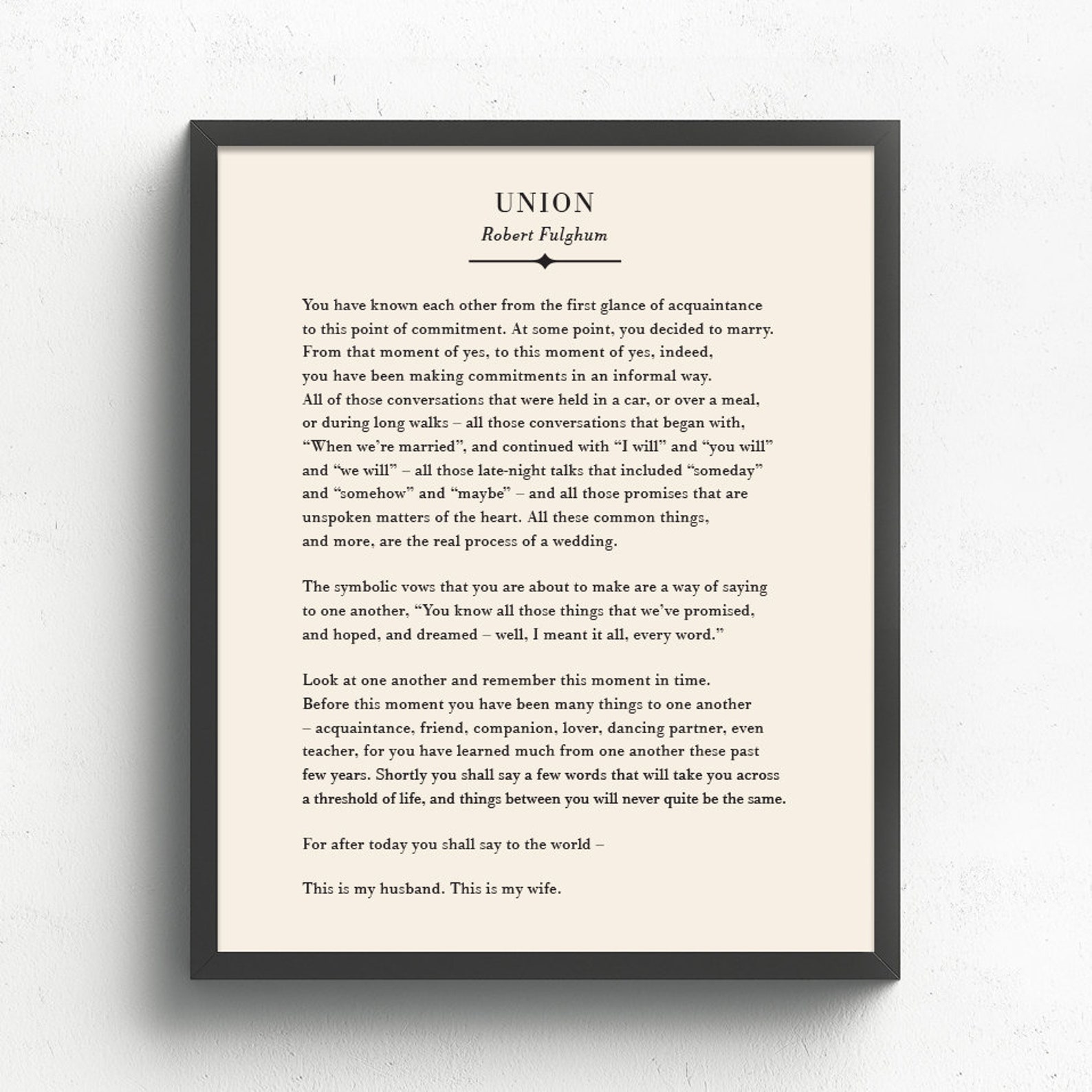 Union Marriage Print Robert Fulghum Marriage Quotes - Etsy